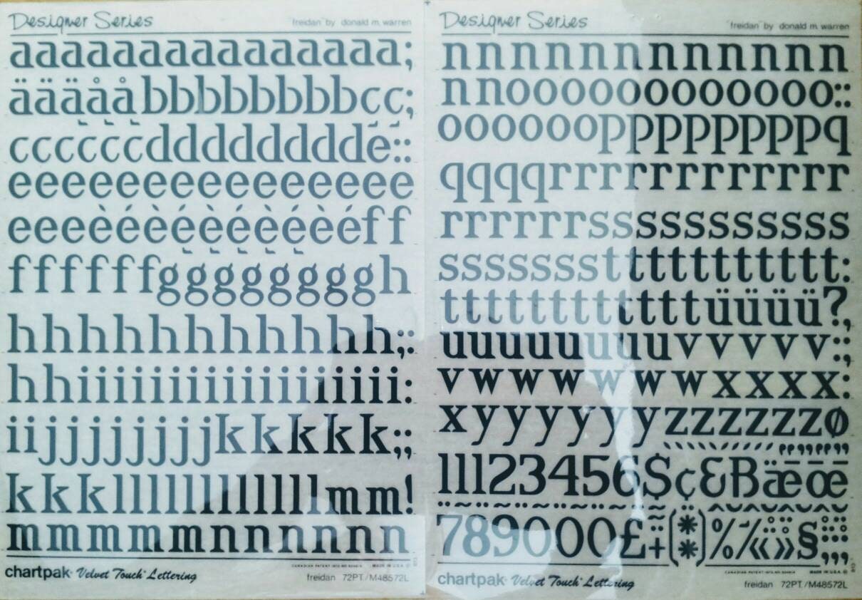 FREIDAN 36pt 72pt CHARTPAK Dry Letter Transfers Designer Series choose ...