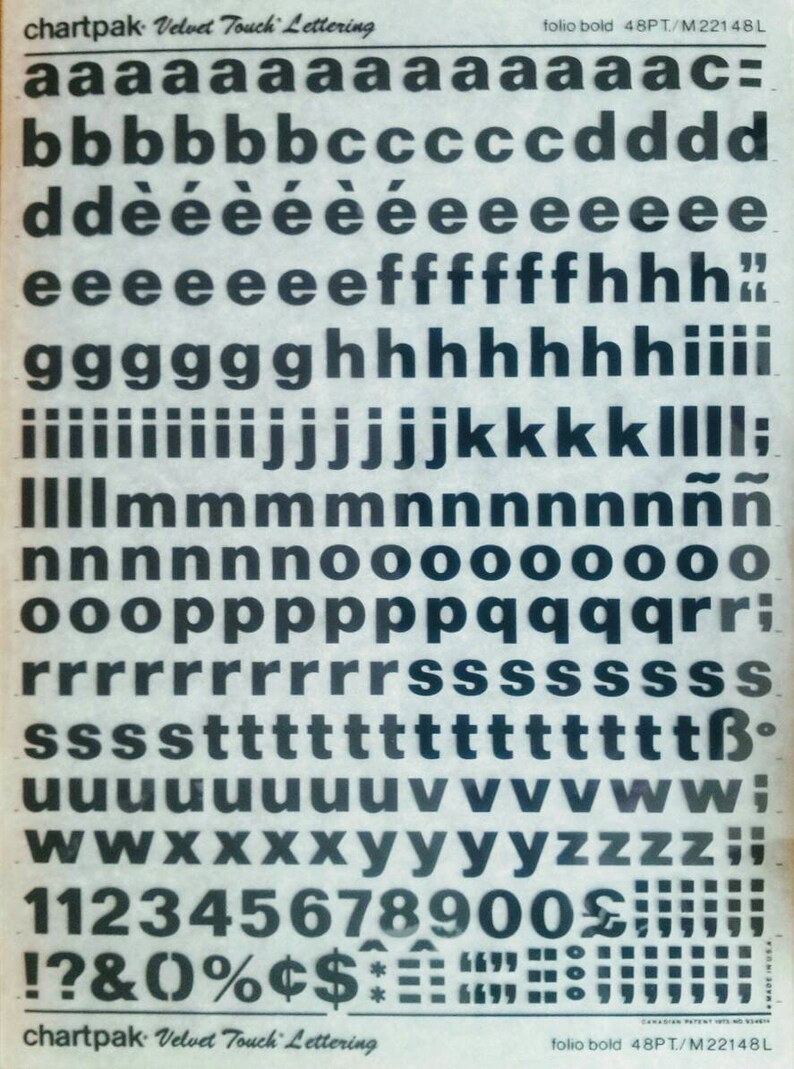 FOLIO BOLD - Chartpak Letter/number Dry Rub on Transfers (ref M221) - Etsy