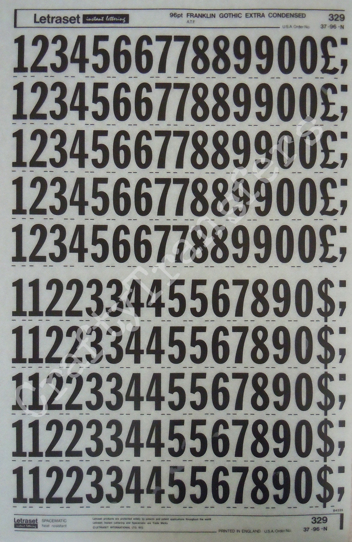 NUMBERS vintage Letraset Chartpak instant rub on numeral | Etsy