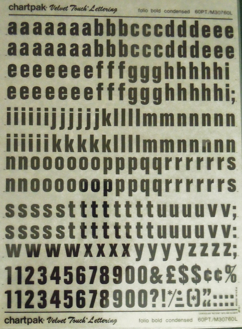 FOLIO BOLD CONDENSED Letraset & Chartpak Instant Rub on Dry - Etsy