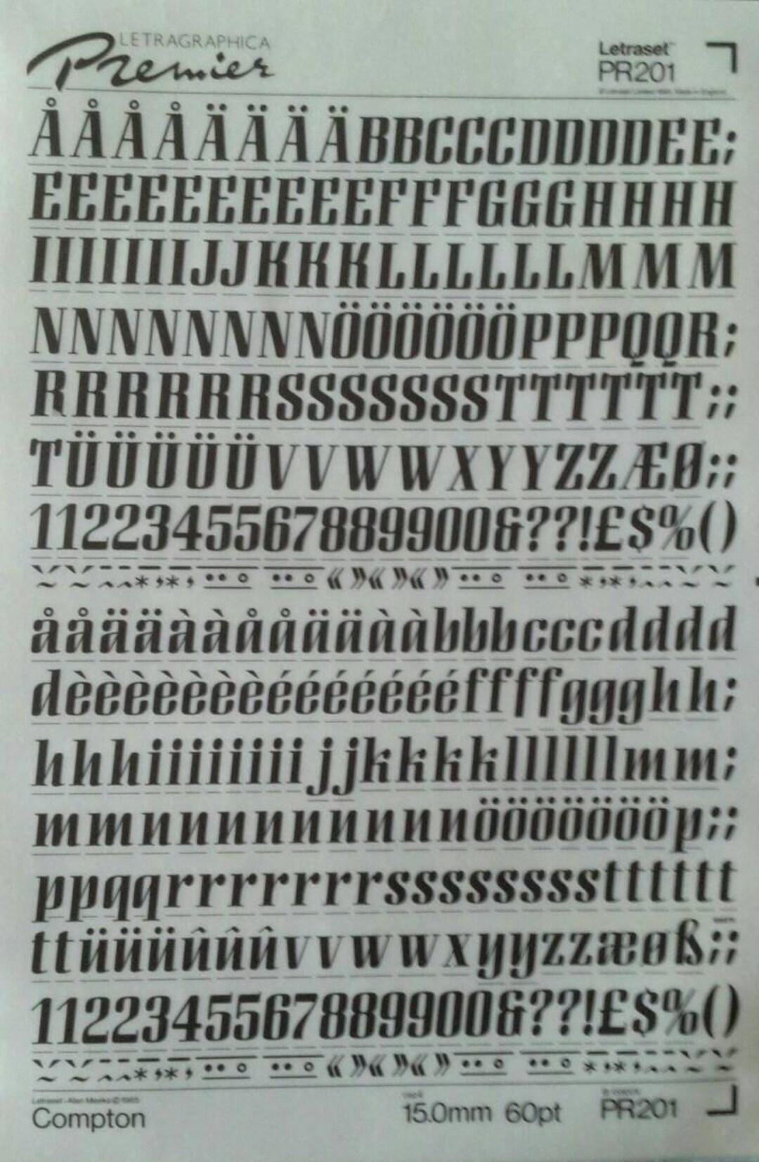 COMPTON Letragraphica Premier Letraset Dry Rub on Letter - Etsy
