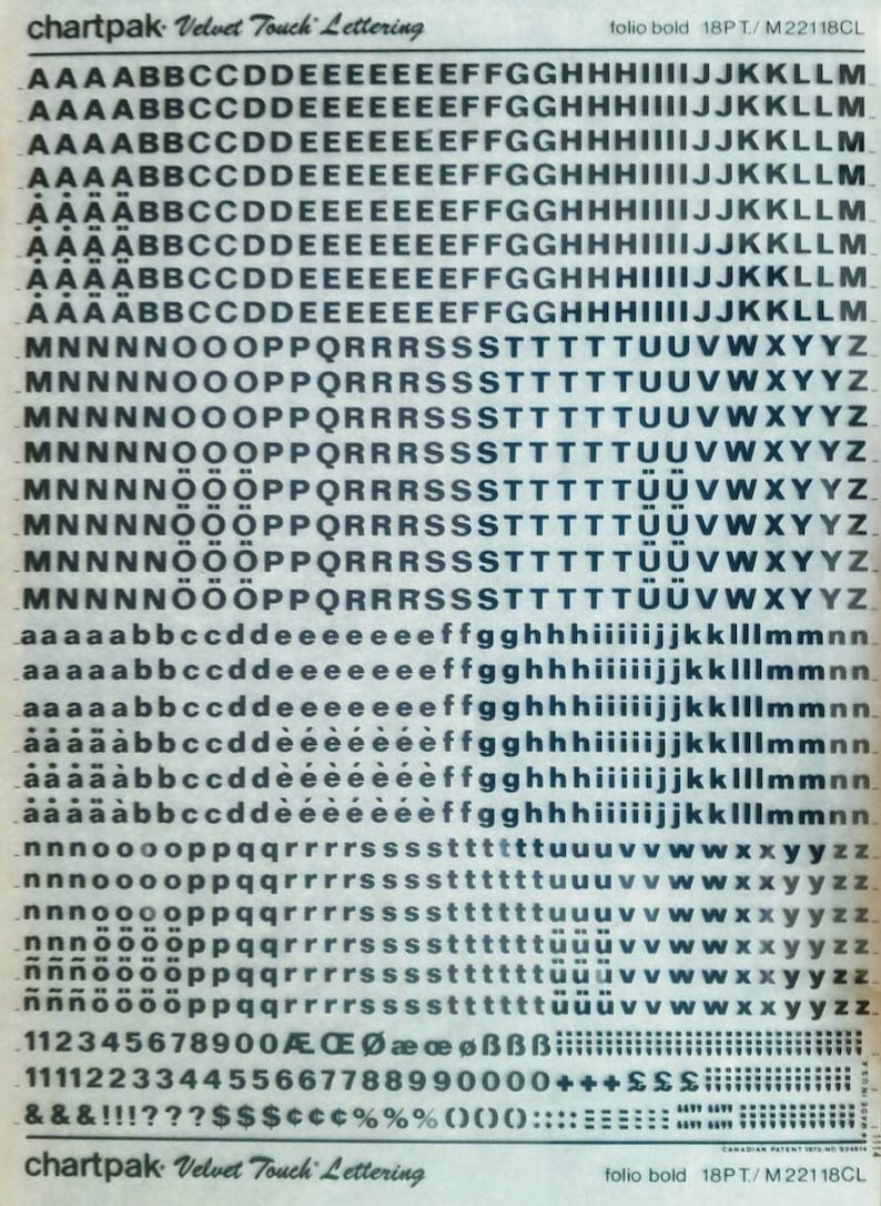 FOLIO BOLD - Chartpak Letter/number Dry Rub on Transfers (ref M221) - Etsy