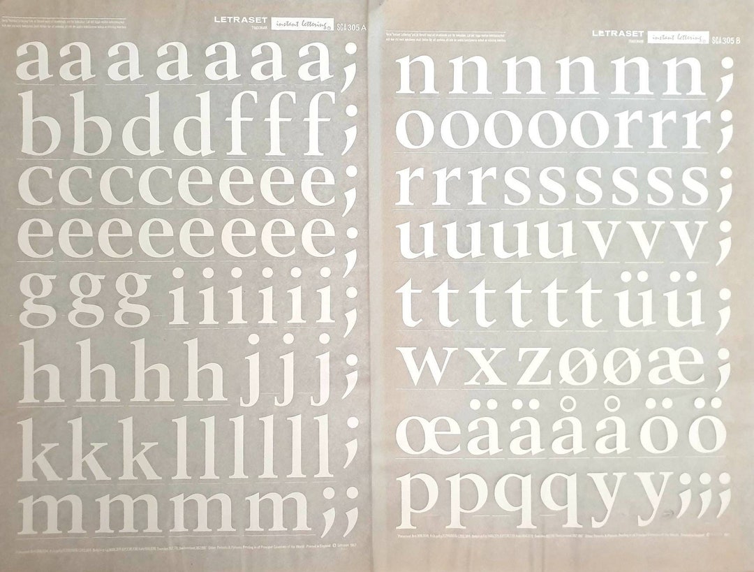 41mm White Letraset Rub on Letter/number Transfers (unidentified Font ...