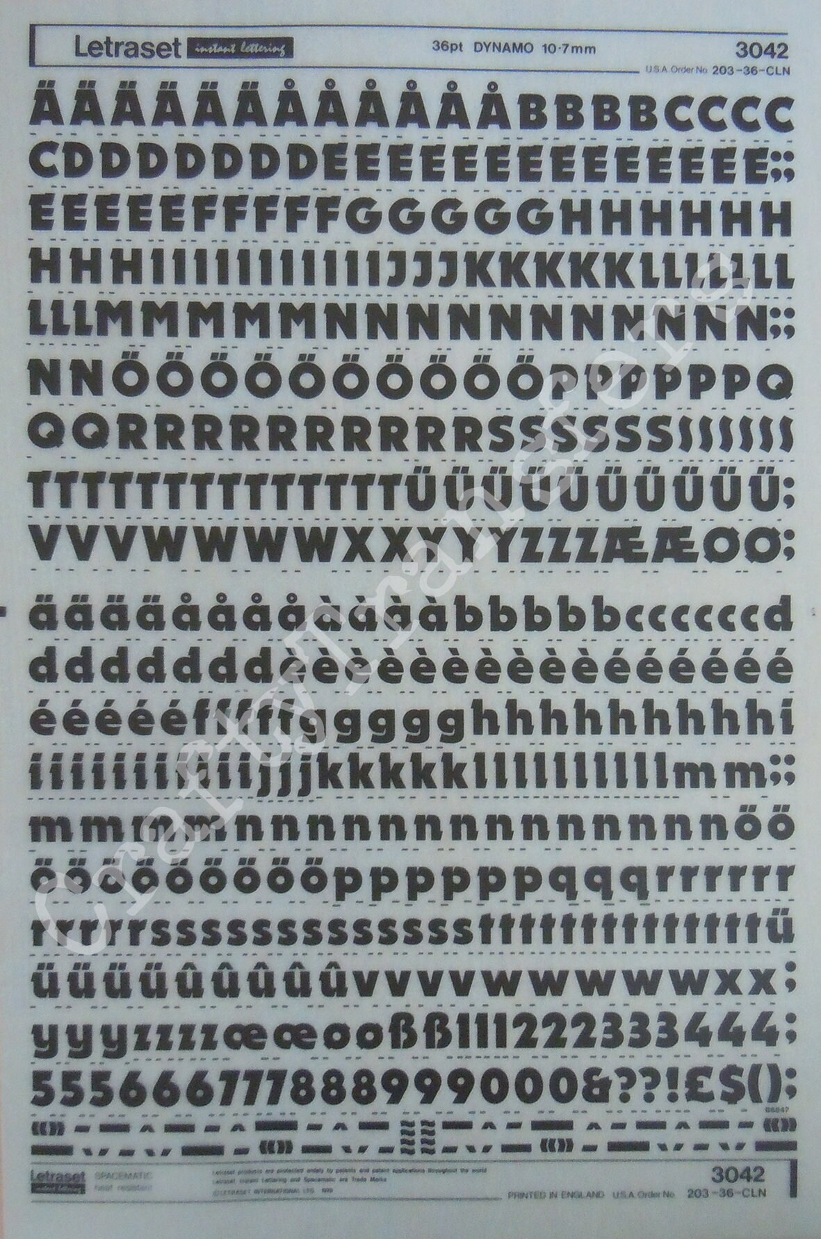 DYNAMO (30pt - 84pt) Letraset Vintage Instant Rub on Letter Transfers ...
