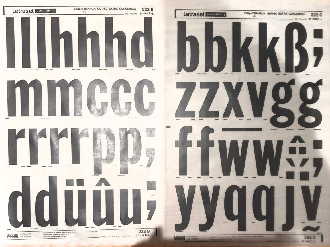 FRANKLIN GOTHIC Extra CONDENSED Letraset Instant Rub on - Etsy UK