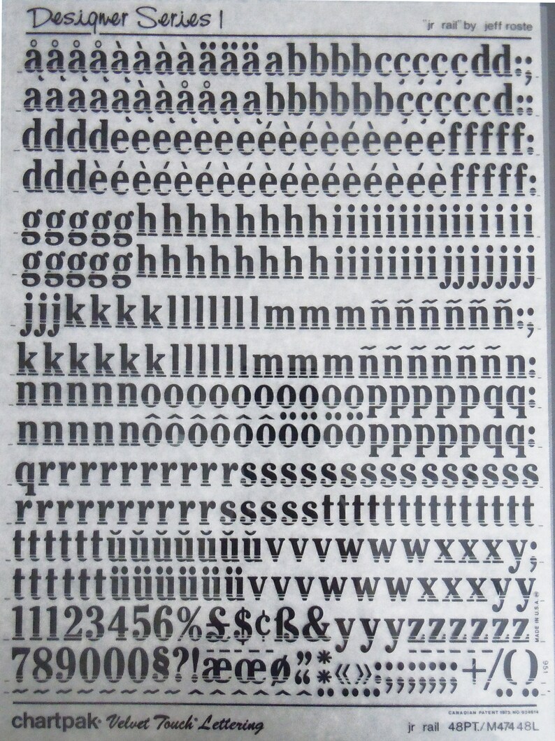 JR RAIL - Chartpak Designer Series - Rub on Dry Letter Transfers ...