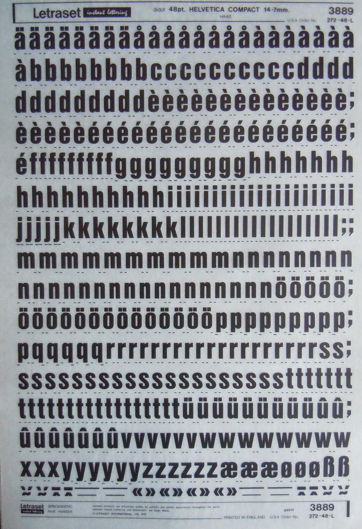 HELVETICA COMPACT (28pt/36pt/48pt/60pt) Transferencias de letras y ...