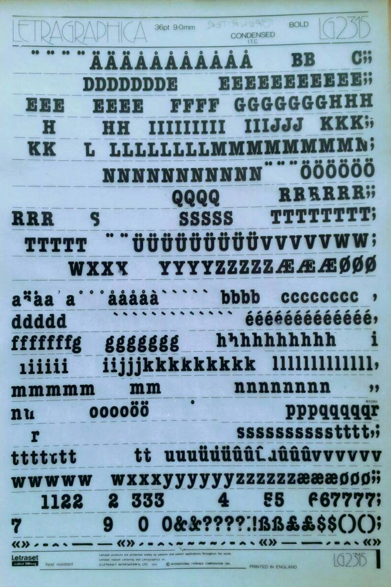 AMERICAN TYPEWRITER Bold CONDENSED (60pt/48pt/36pt/30pt) Letraset ...