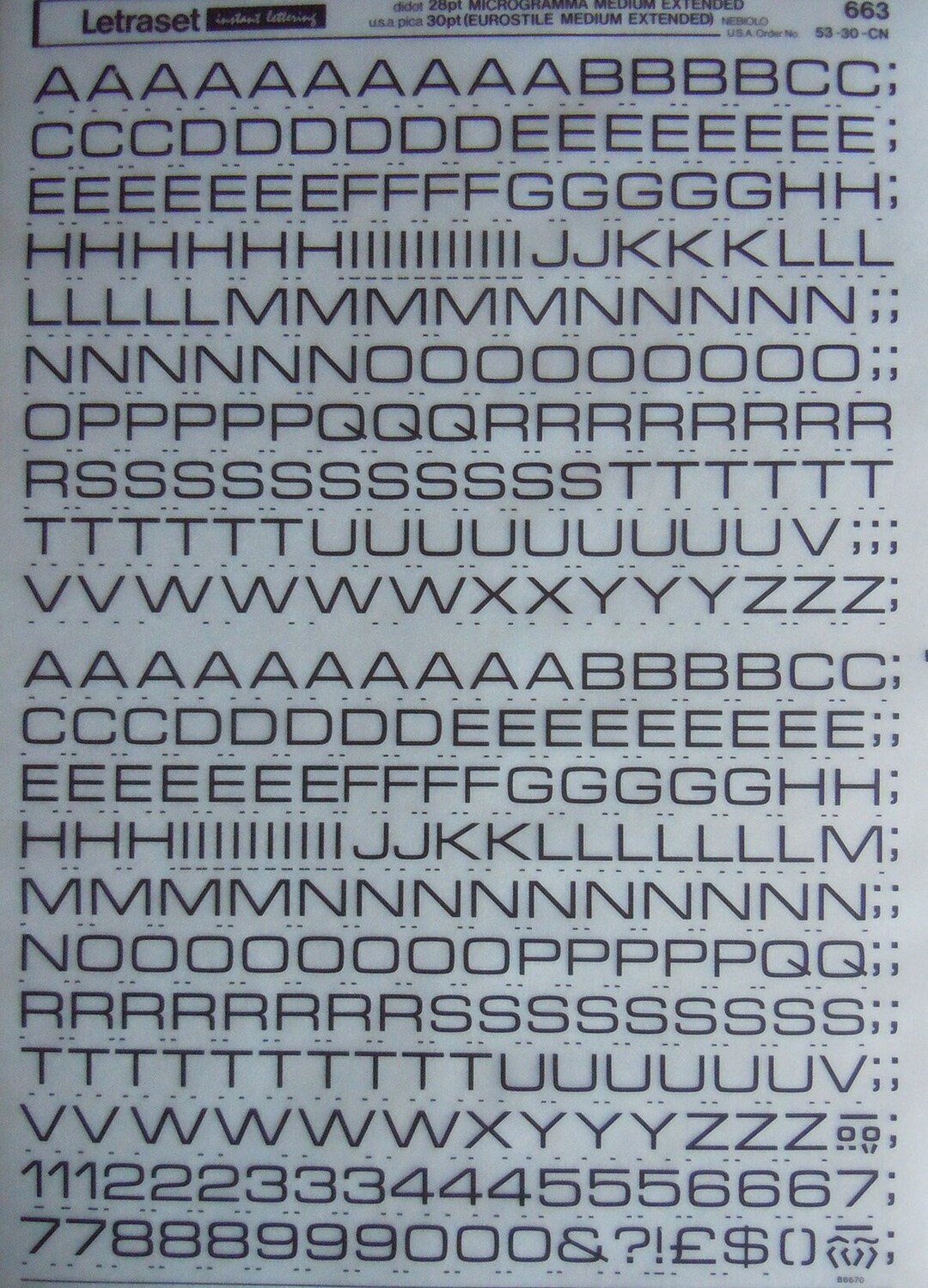 MICROGRAMMA MEDIUM EXTENDED (16pt/20pt/24pt/28pt/36pt) Letraset Instant ...