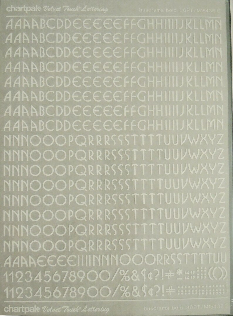 BUSORAMA BOLD - White Chartpak Letter/number Dry Rub on Transfers - Etsy