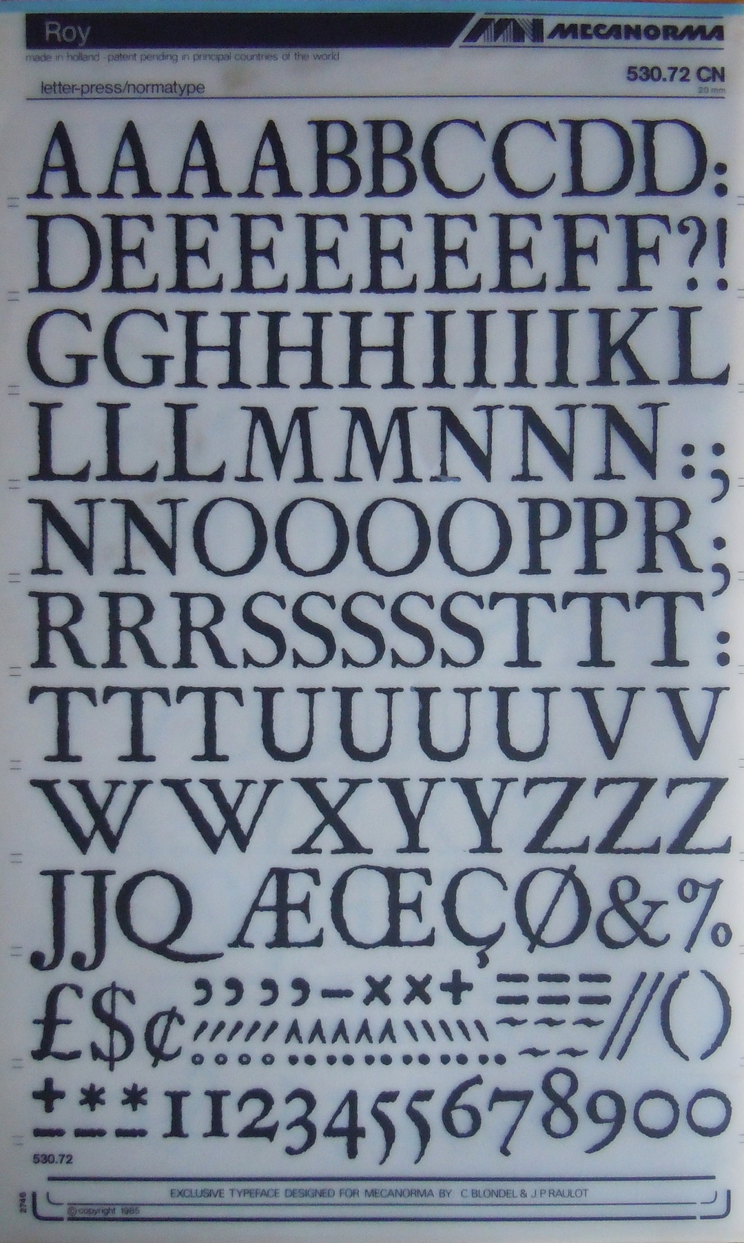 ROY - Mecanorma Instant Dry Rub on Letter Transfers Letterpress (choose ...