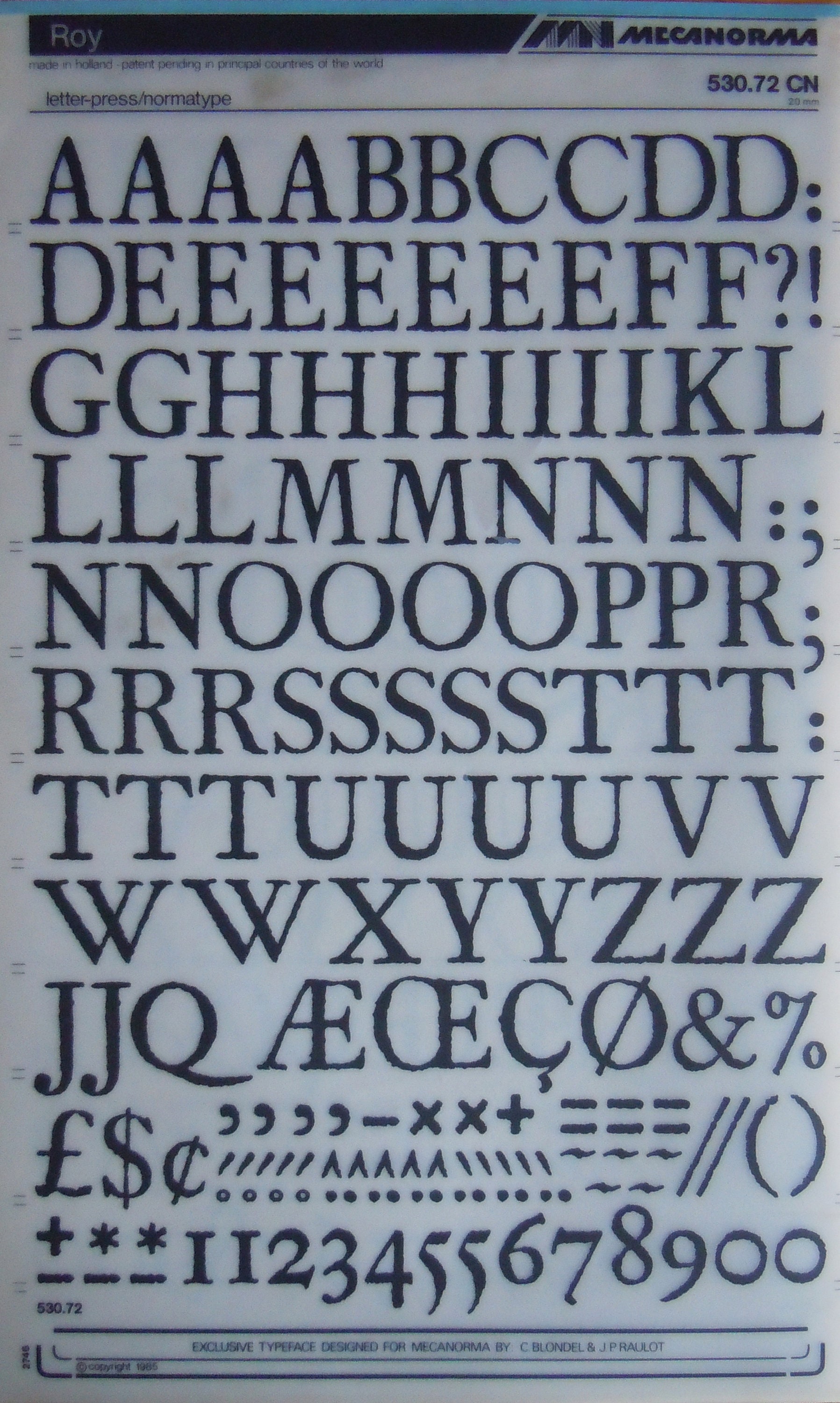 ROY - Mecanorma Instant Dry Rub on Letter Transfers Letterpress (choose ...