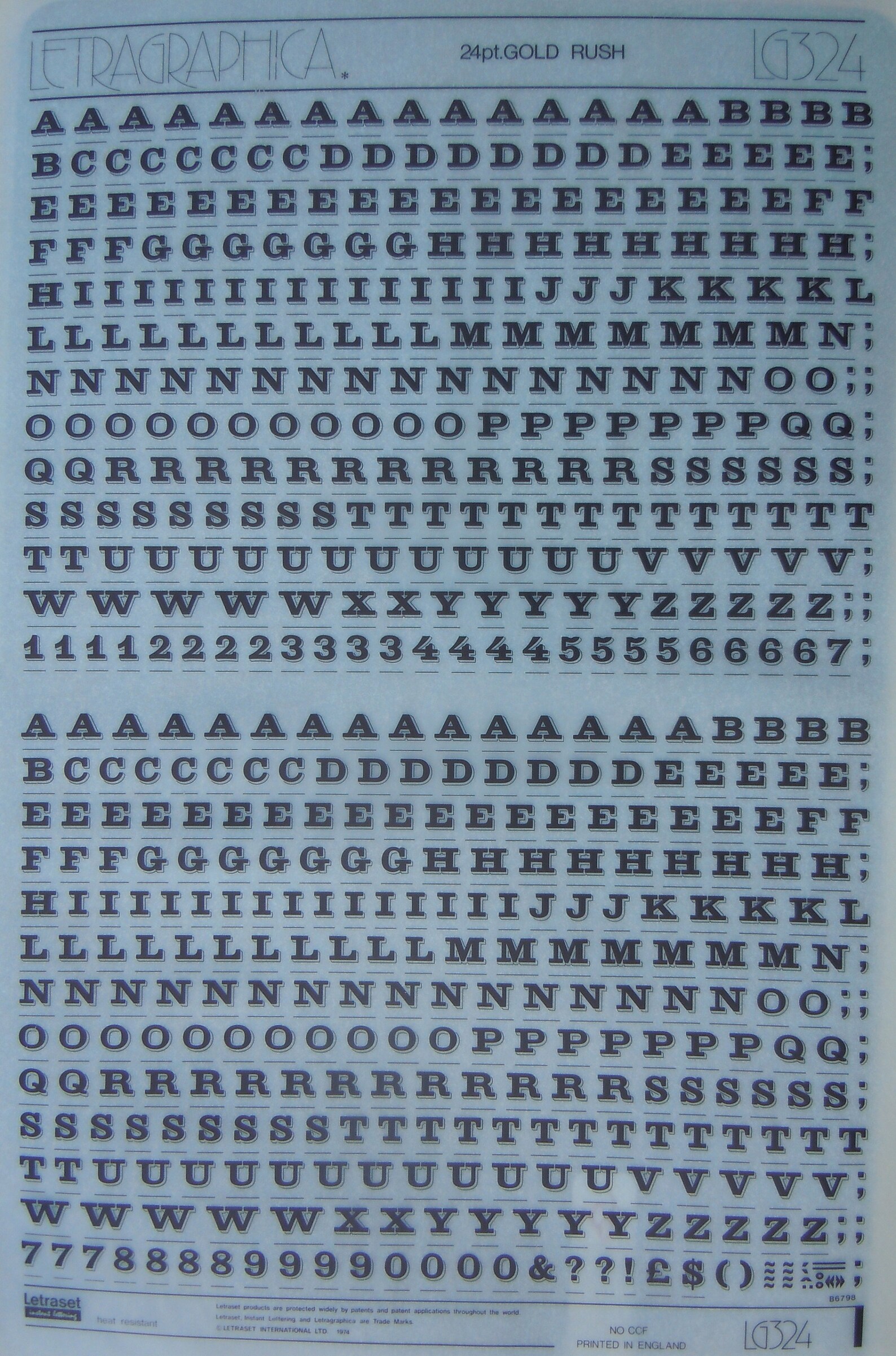 GOLD RUSH - LETRAGRAPHICA Letraset Dry Rub on Letter Transfers (choose ...