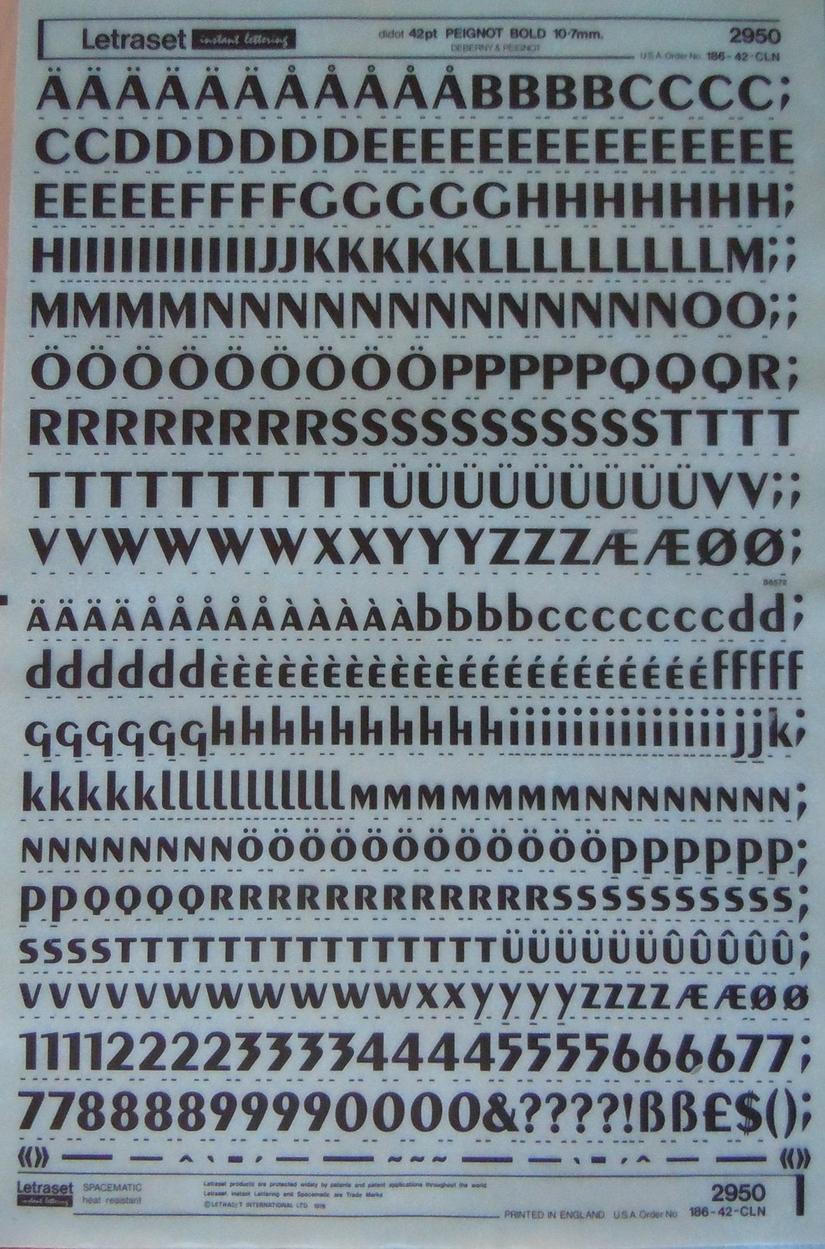 PEIGNOT BOLD 60pt/48pt/36pt/24pt Letraset Instant Rub on - Etsy