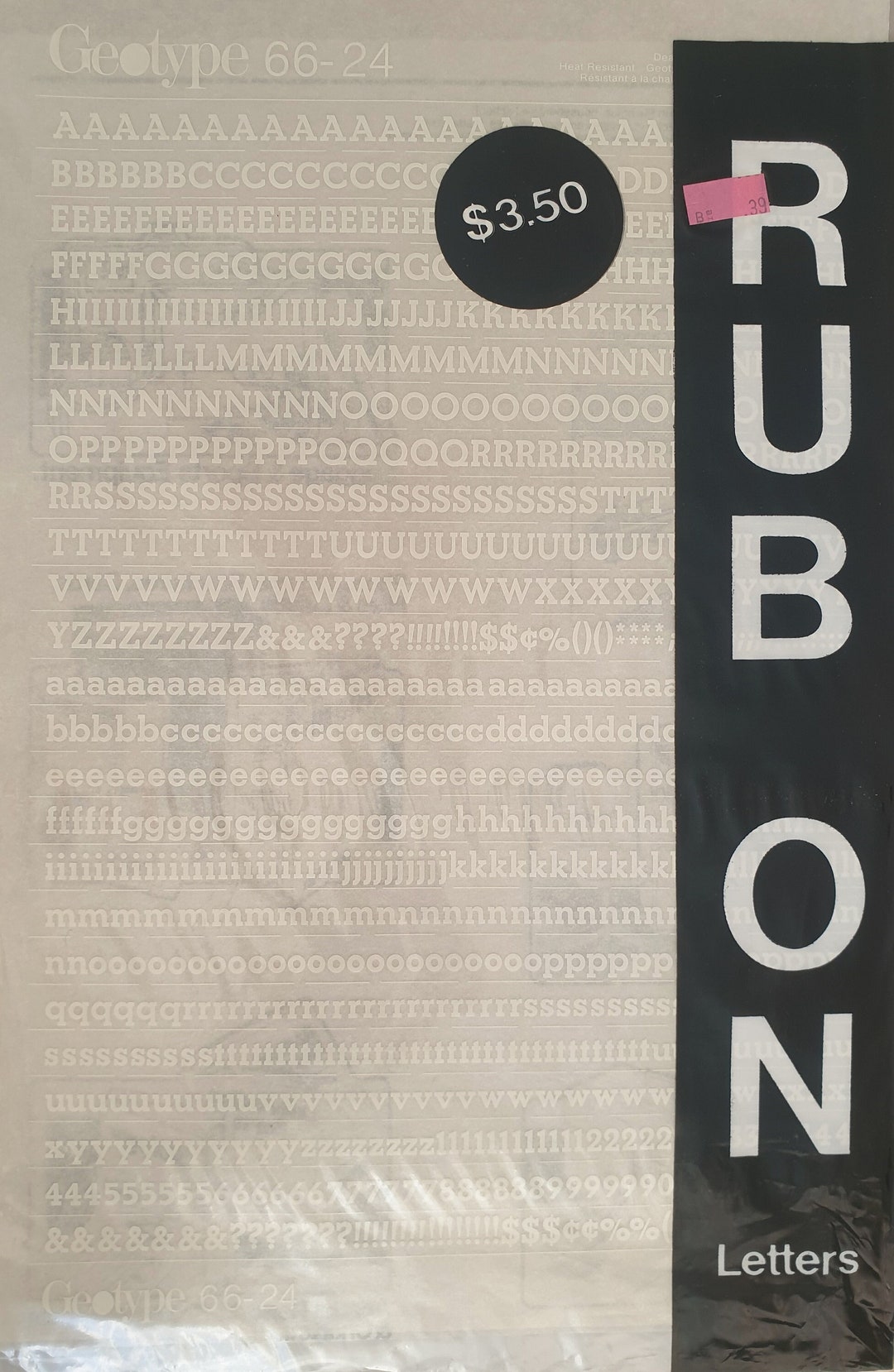 White BETON BOLD (24pt) Geotype Instant Lettering Vintage Rub on Letter ...