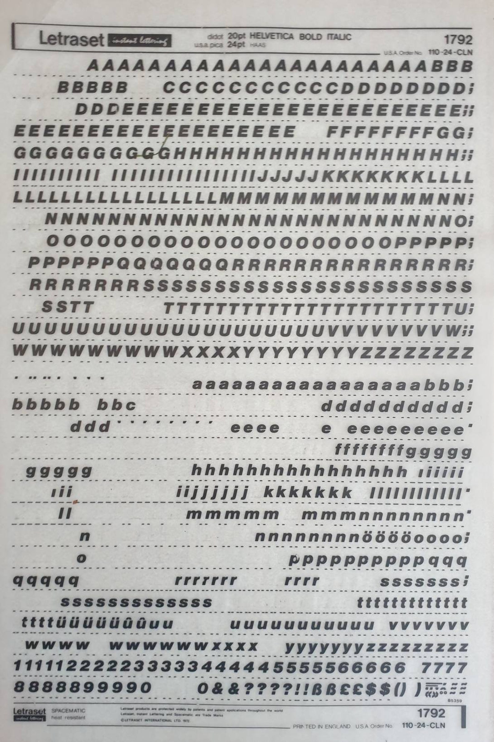 HELVETICA BOLD ITALIC 20pt/36pt/60pt/72pt/84pt/ Letraset - Etsy