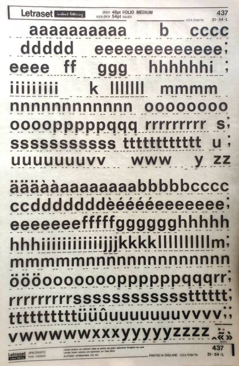 FOLIO MEDIUM - Letraset Instant Rub on Letter Transfers (choose Font ...