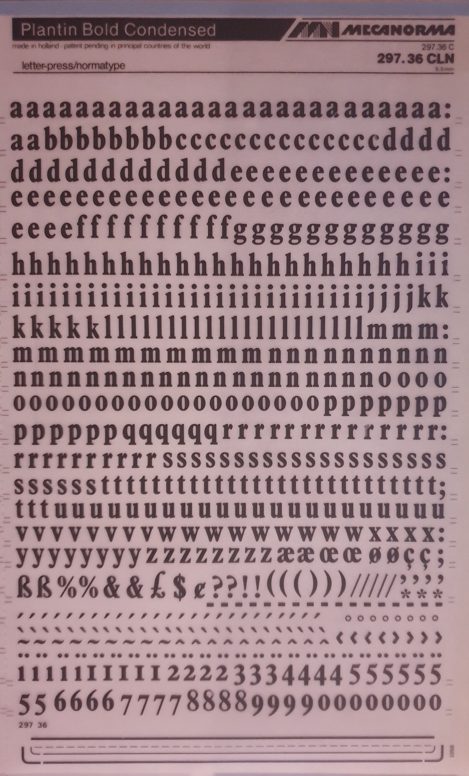 PLANTIN BOLD CONDENSED (10pt/12pt/20pt/24pt/36pt) Mecanorma Letter ...