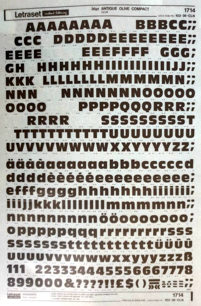 choose font size Letraset vintage rub on letternumber transfers ANTIQUE ...