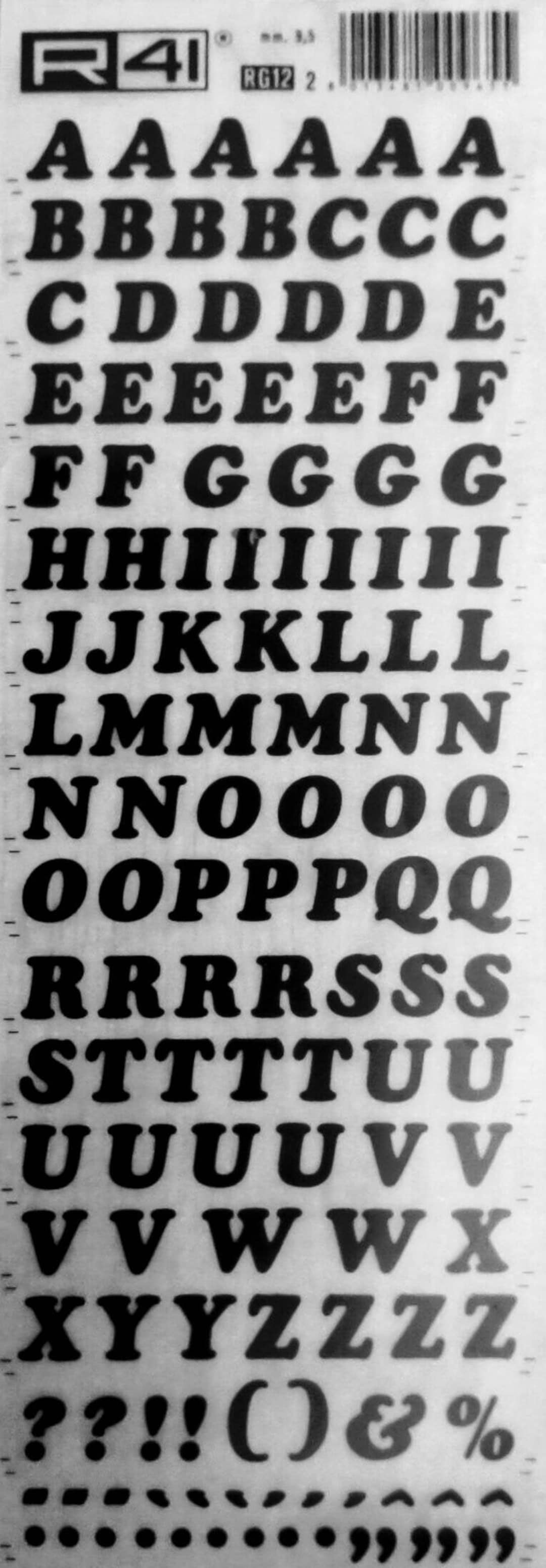 COOPER BLACK Letter Transfers (9.5mm/5.3mm) R41 Dry Rub on Letter ...