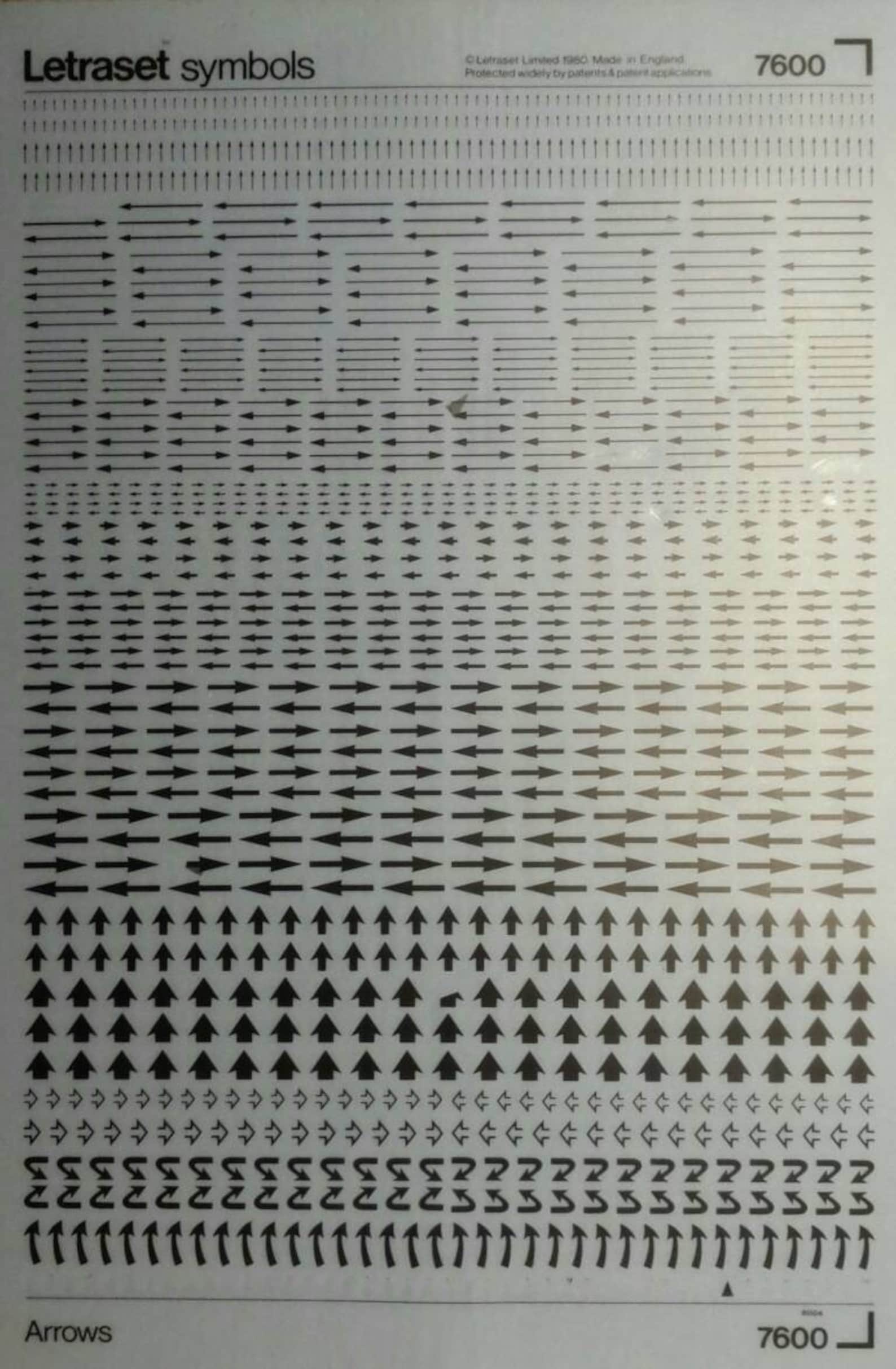 ARROWS Symbols Letraset Rub on Symbol Shape Transfers - Etsy