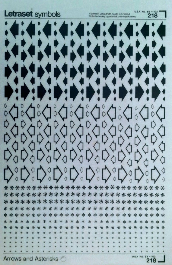 ARROWS Symbols Letraset Rub on Symbol Shape Transfers | Etsy UK
