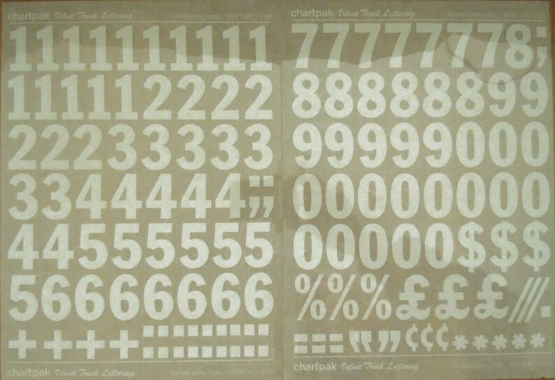 FRANKLIN GOTHIC CONDENSED Numerals White Chartpak / Letraset - Etsy