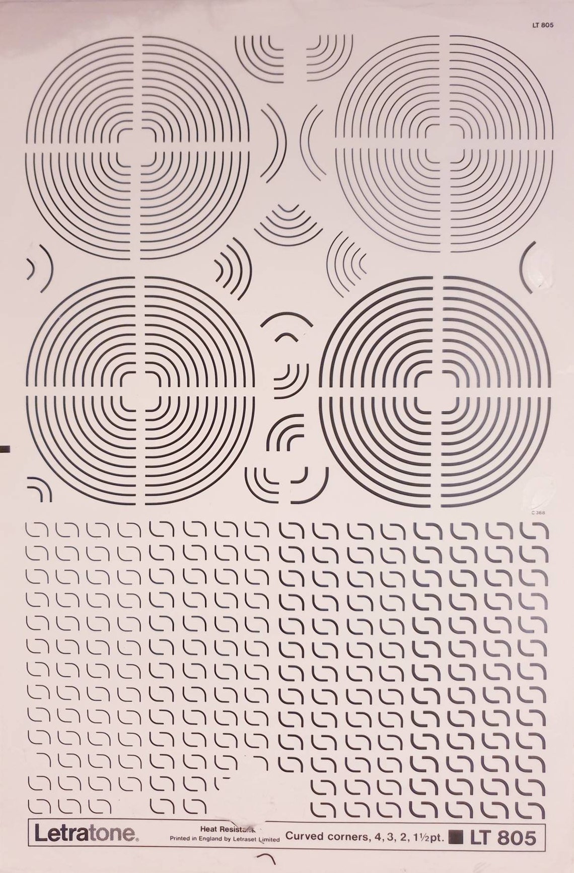 CURVED CORNERS Manga SCREENTONE Letraset Letratone / Adhesive Backing ...