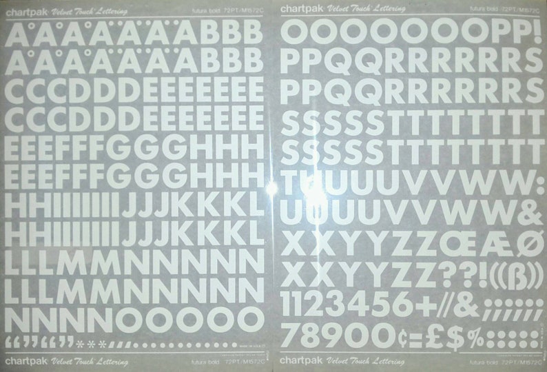 FUTURA BOLD (96pt/72pt) White Chartpak Letter/number Dry Rub on ...