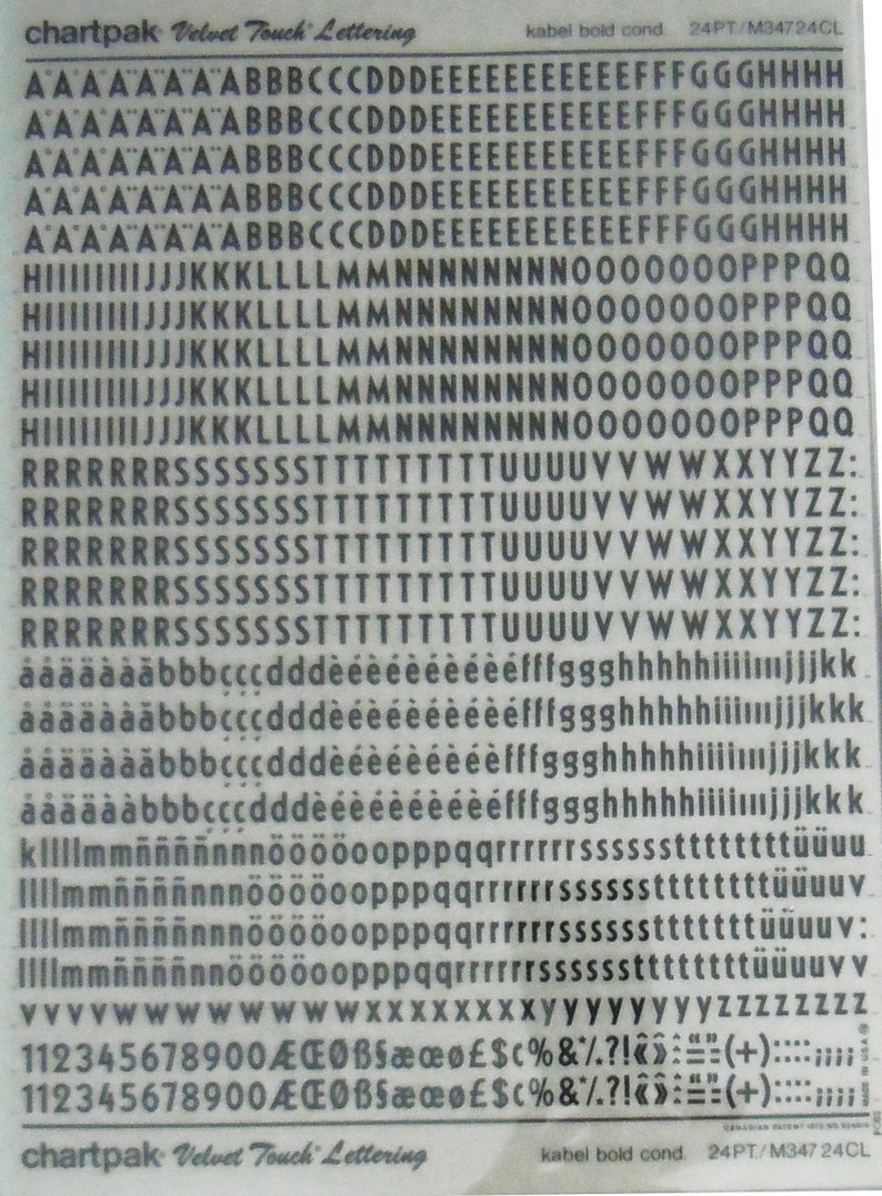KABEL BOLD CONDENSED Chartpak Dry Letter Transfers choose - Etsy