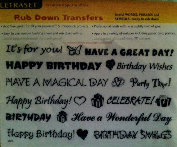 HAPPY BIRTHDAY PHRASES Letraset words phrases symbols dry | Etsy