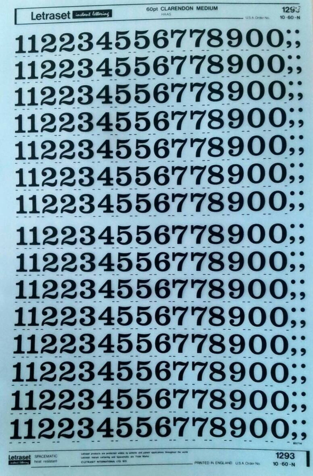 CLARENDON MEDIUM NUMBERS (12pt/20pt/24pt/28pt/36pt/42pt) Letraset ...