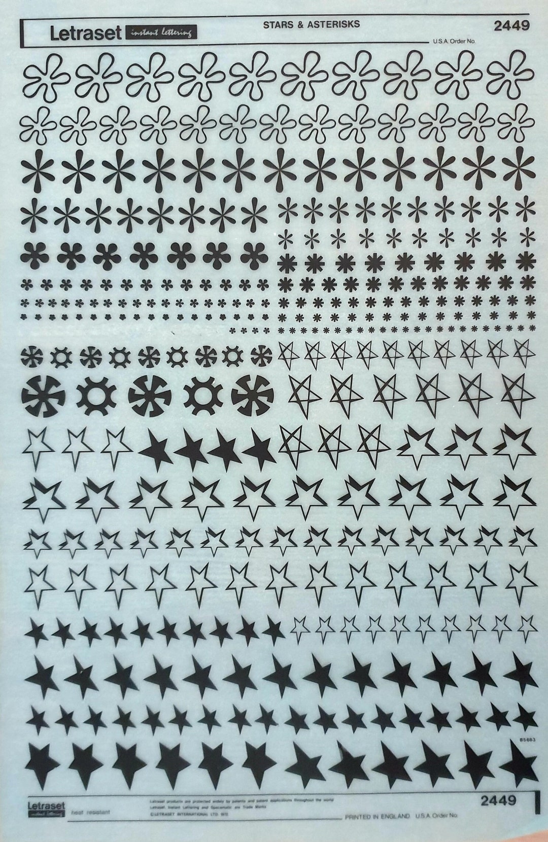 SÍMBOLOS DE ESTRELLAS Y ASTERISCOS Letraset vintage frotar en - Etsy España