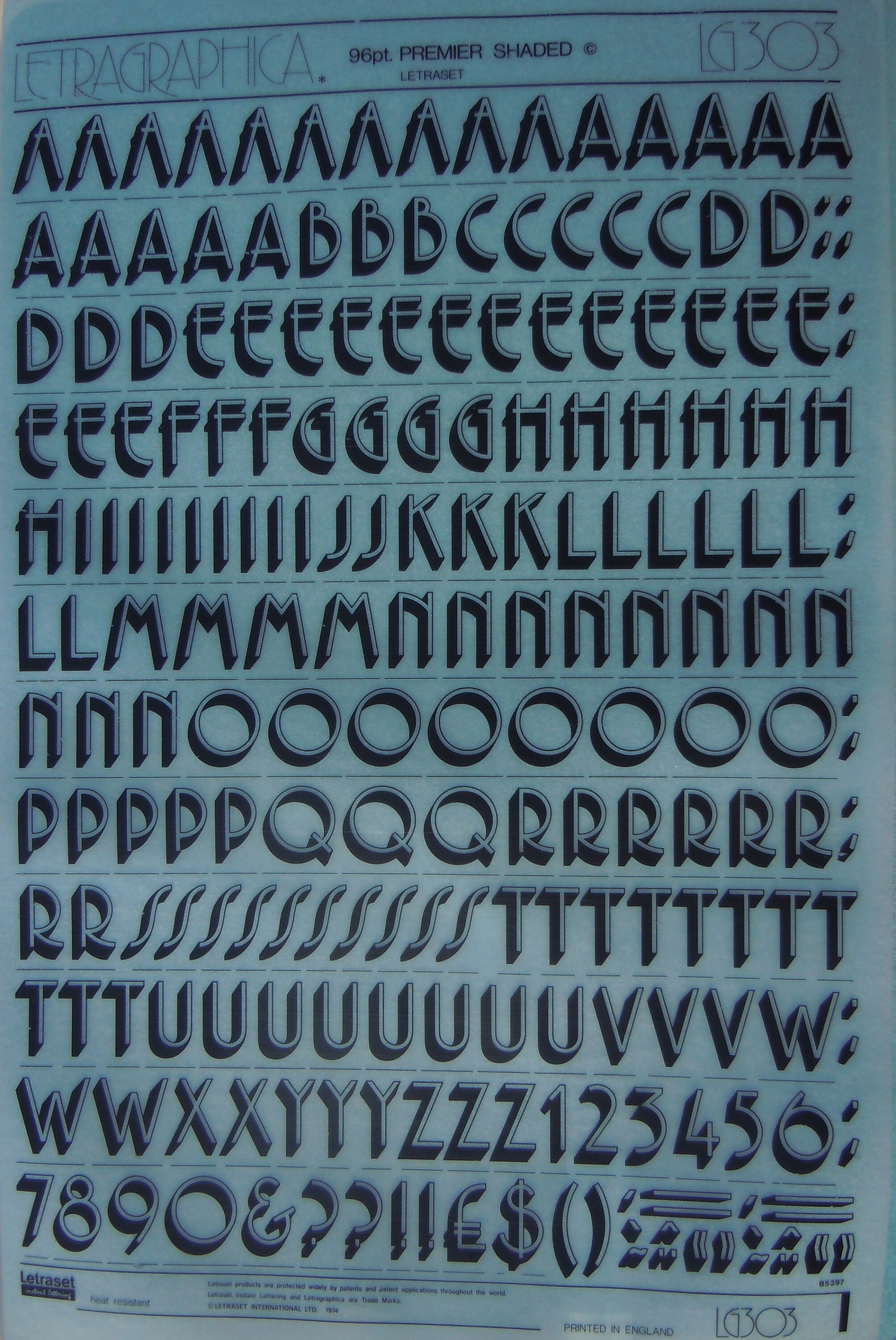 PREMIER SHADED 96pt/84pt Letragraphica Letraset Dry Rub on - Etsy