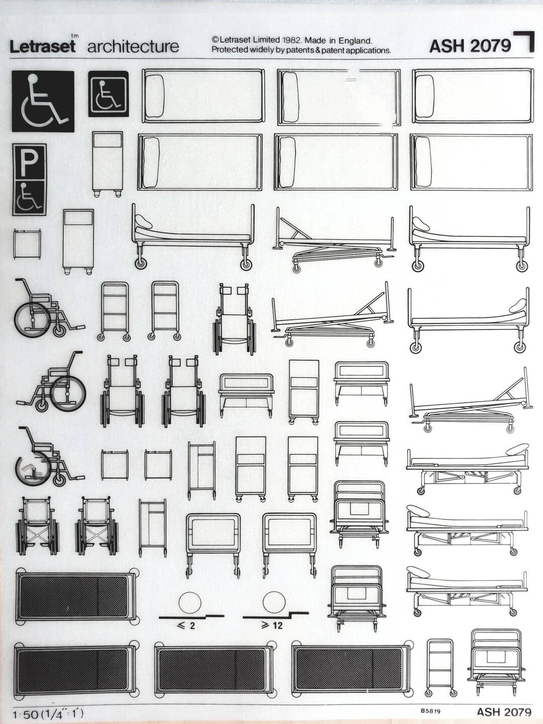 HOSPITAL SYMBOLS Small Letraset Architecture Vintage Rub on Transfer ...