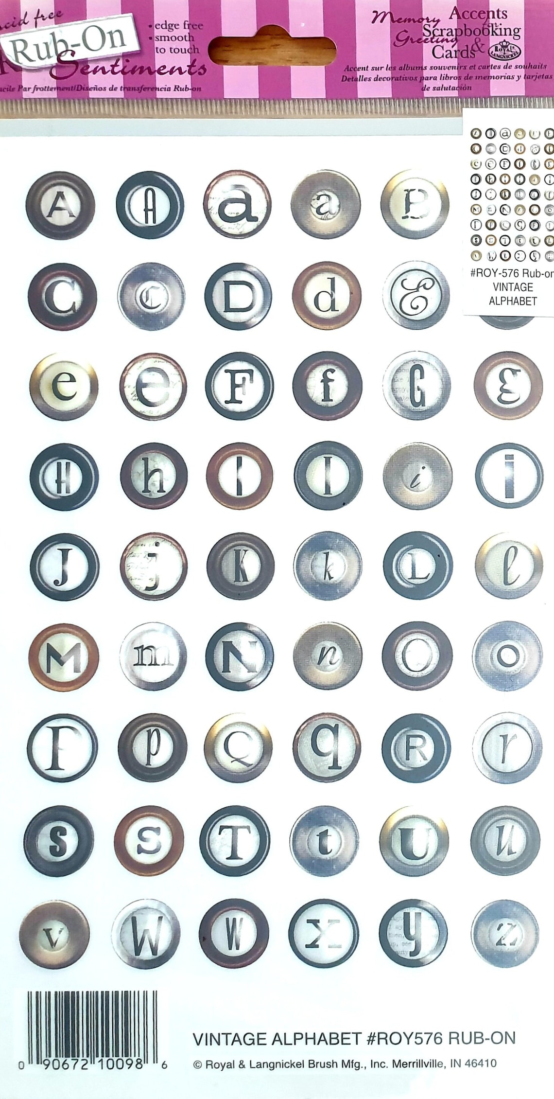 VINTAGE / RANSOM ALPHABET - Picture Letters E-Z Dry Rub on Transfer ...