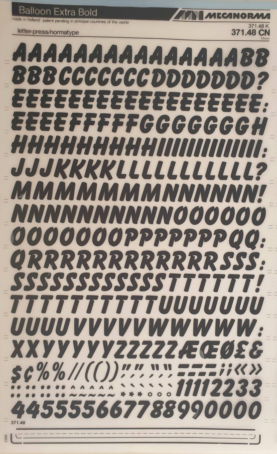 BALLOON EXTRA BOLD (72pt/48pt/36pt/20pt) Chartpak/mecanorma Letter ...