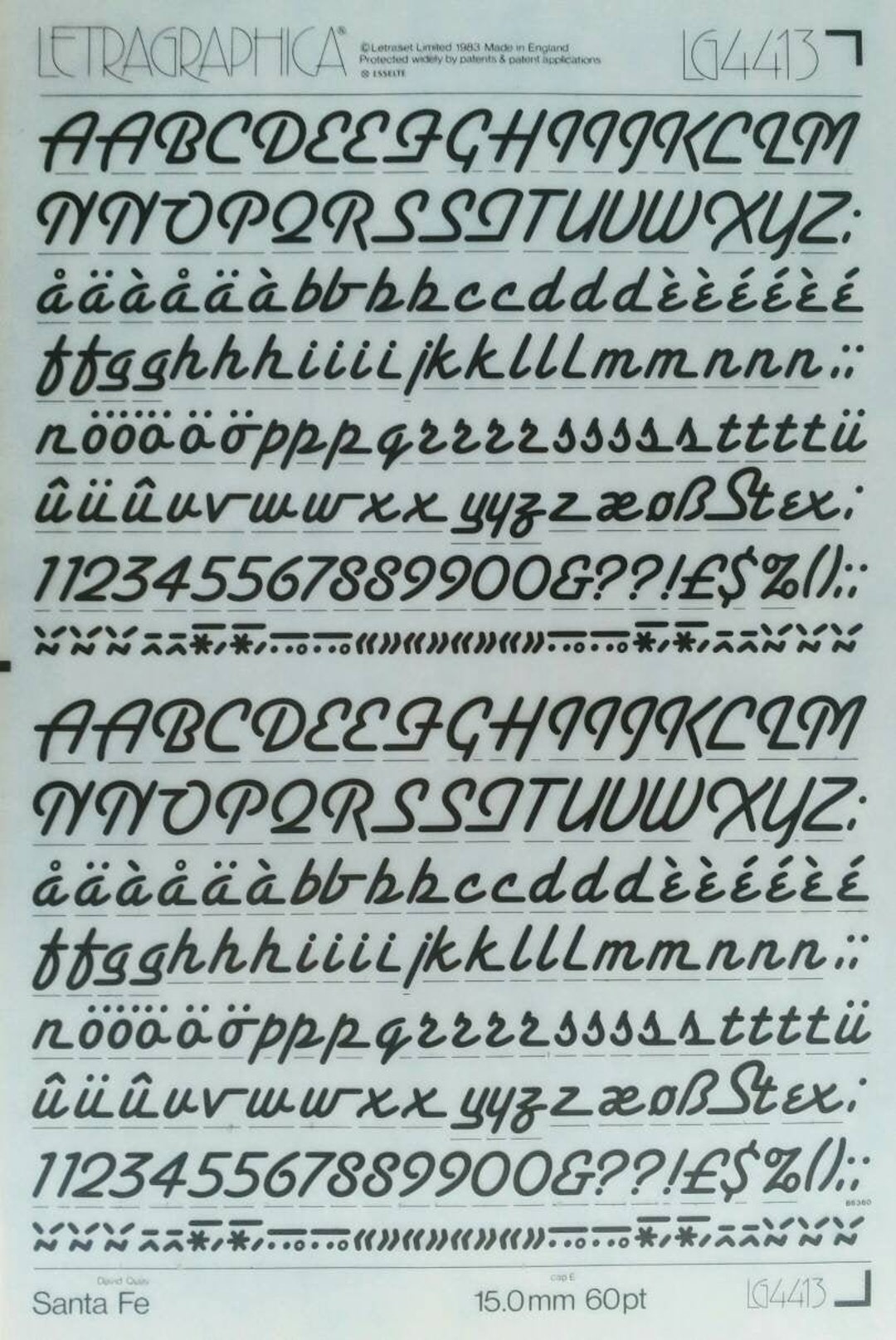 SANTA FE - Letragraphica Letraset Dry Rub on Letter/number Transfers ...