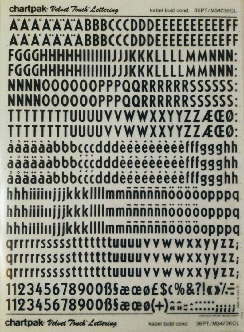 KABEL BOLD CONDENSED Chartpak Dry Letter Transfers choose - Etsy