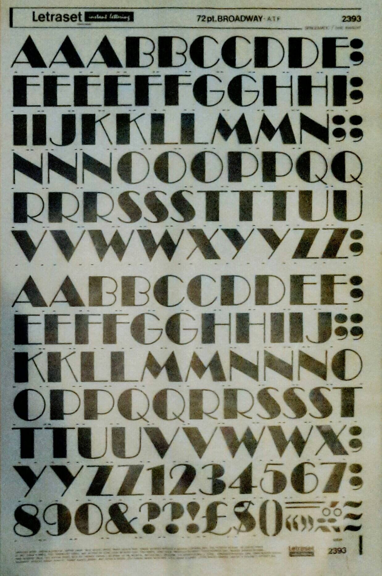 Model Making BROADWAY ENGRAVED Letraset vintage rub on letternumber ...
