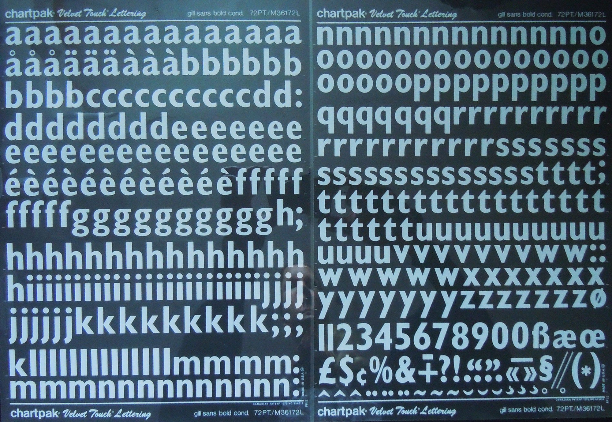GILL SANS BOLD (60pt) White Chartpak Letter/number Dry Rub on Transfers ...