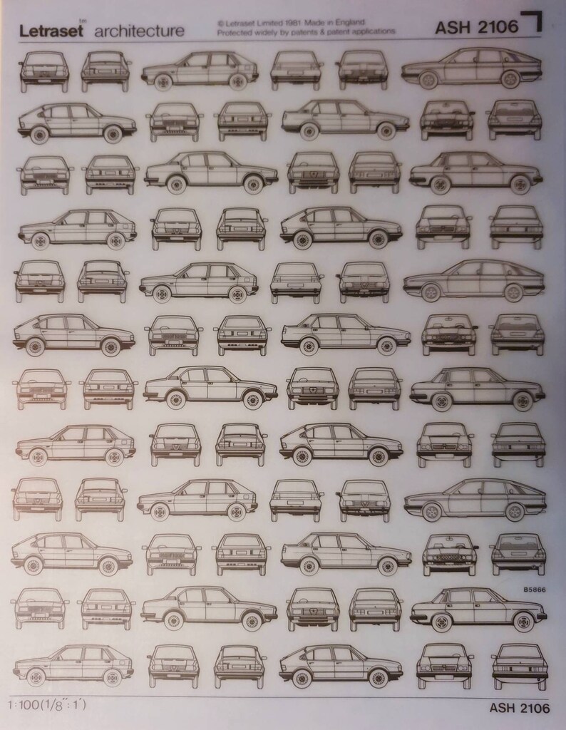RETRO CARS Letraset Dry Rub on Transfers Picture Architecture Symbols ...