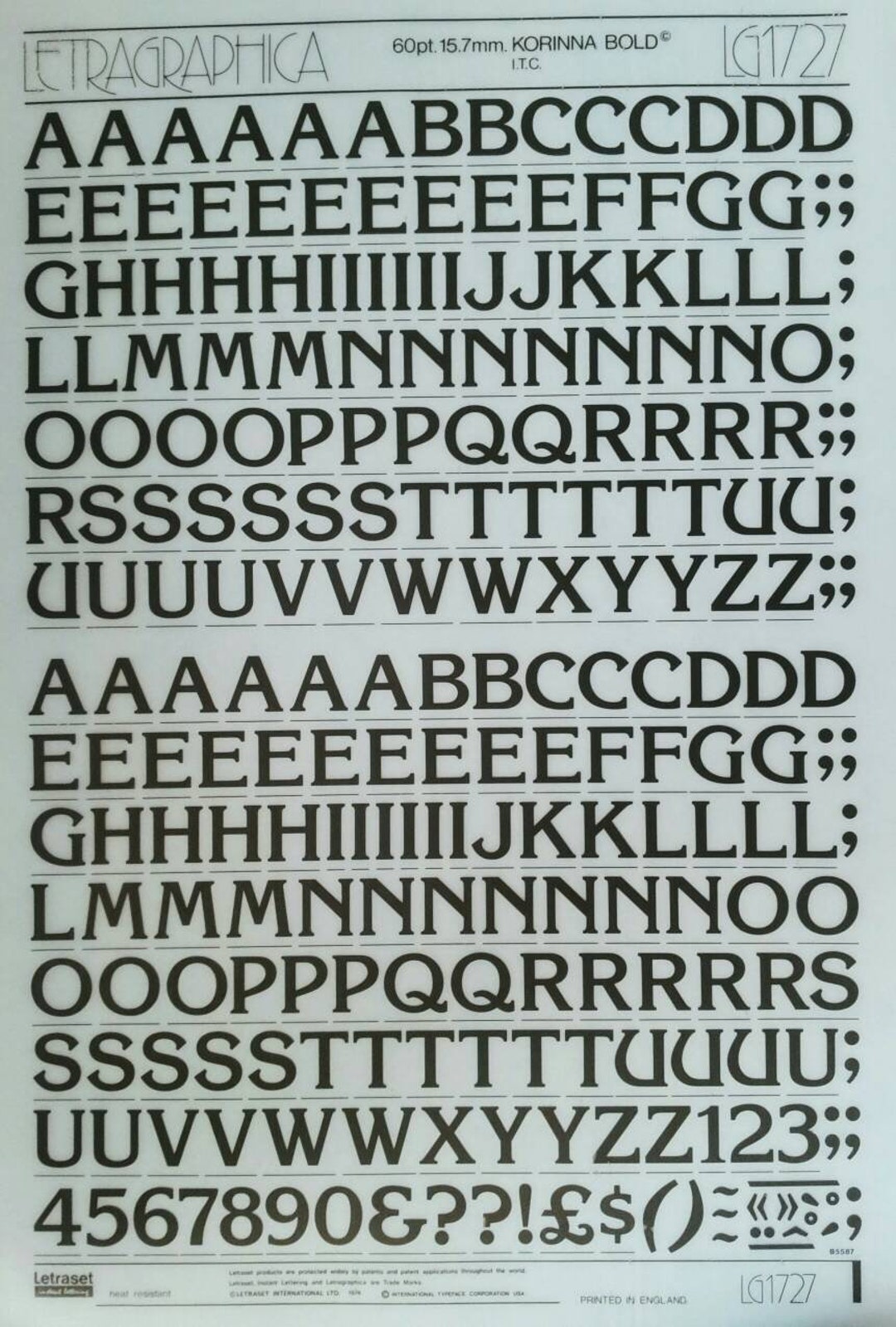 KORINNA BOLD Letragraphica Letraset Dry Rub on Letter - Etsy