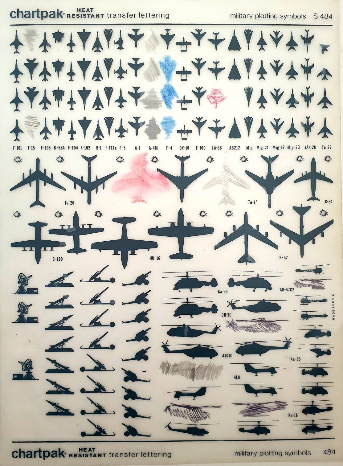 MILITARY PLOTTING SYMBOLS / Warships / Aircraft Rub on Transfers ...