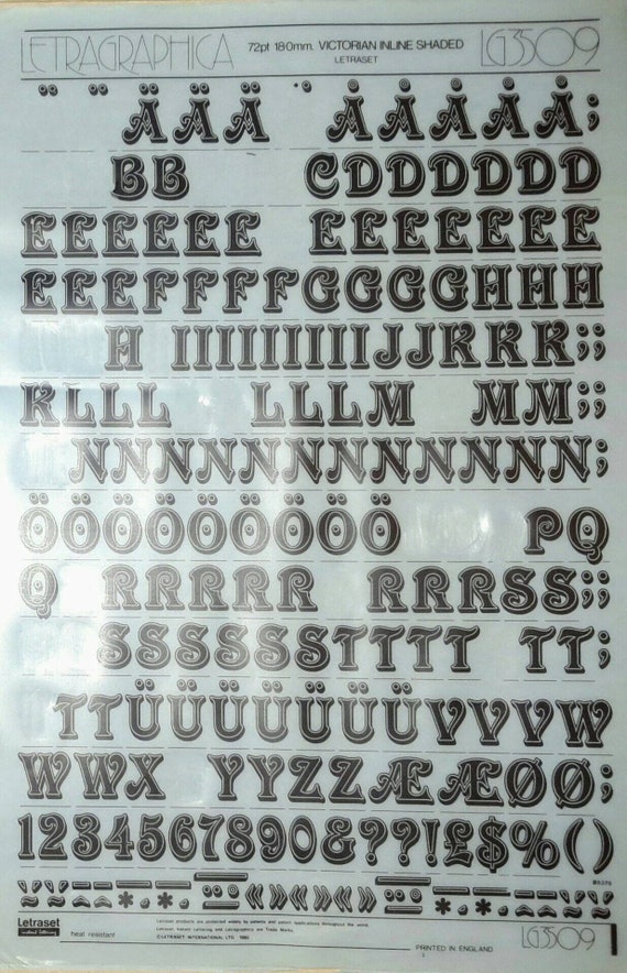 Paper, Party & Kids VICTORIAN INLINE SHADED Letragraphica Letraset dry ...