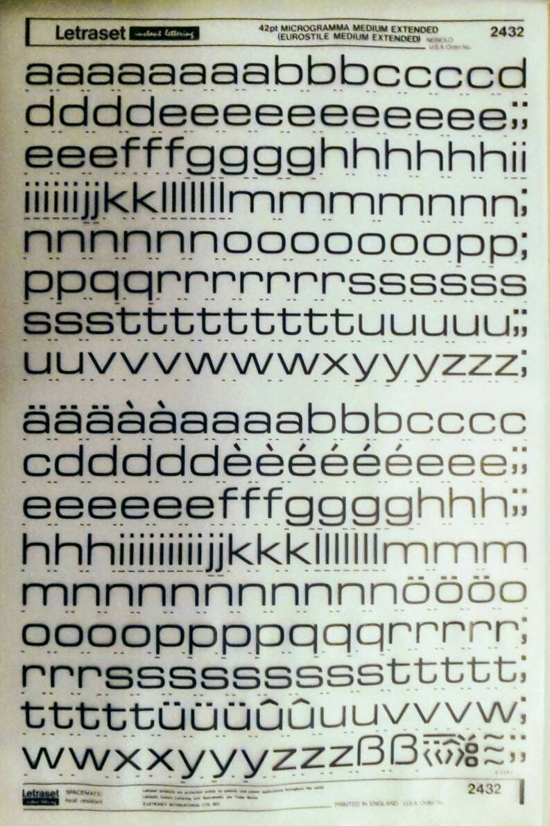 MICROGRAMMA MEDIUM EXTENDED 84pt 42pt Letraset instant | Etsy