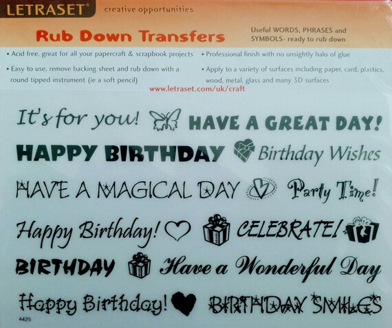 HAPPY BIRTHDAY PHRASES Letraset Words Phrases Symbols Dry | Etsy
