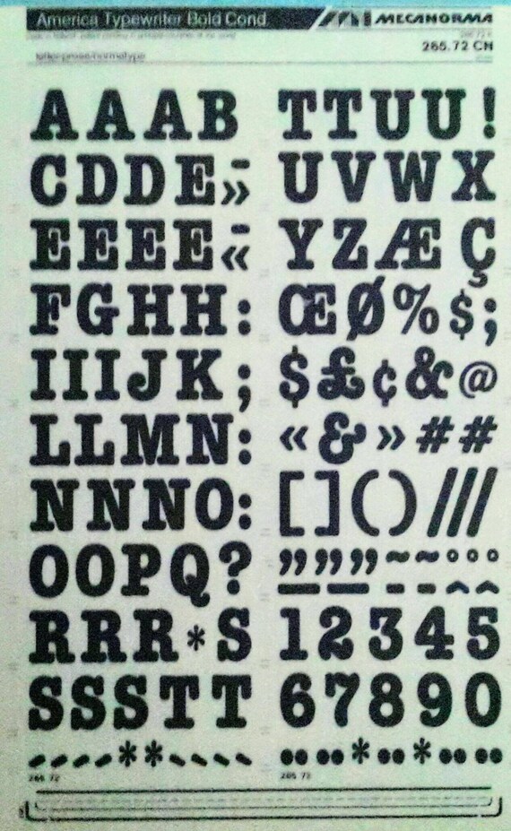 AMERICAN TYPEWRITER BOLD Condensed Mecanorma Letter/number | Etsy