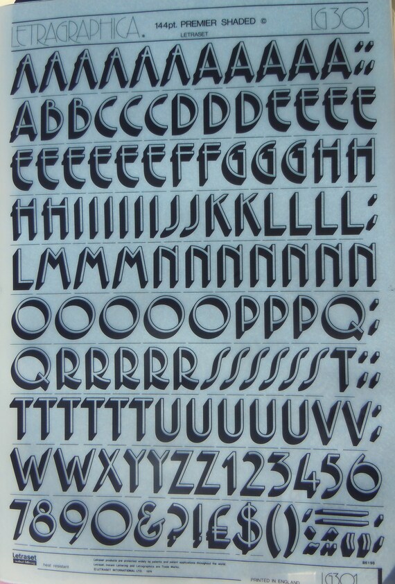 PREMIER SHADED 96pt/84pt Letragraphica Letraset Dry Rub on - Etsy