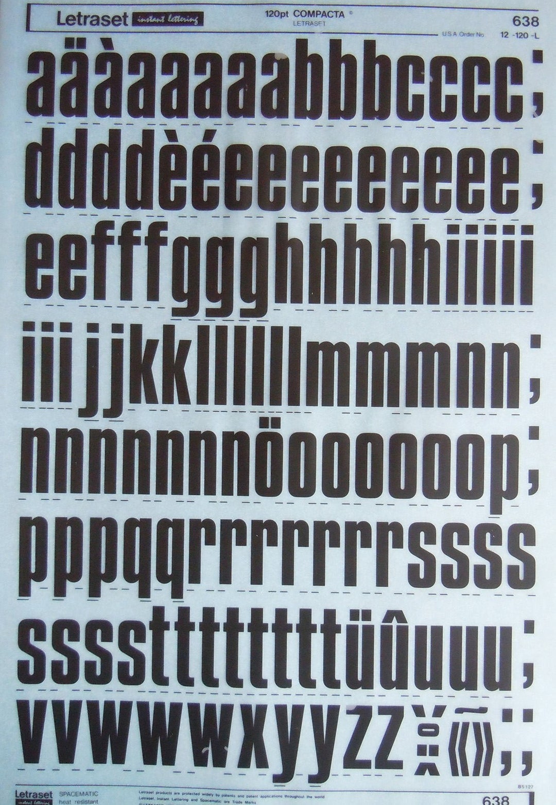 COMPACTA 30pt/42pt/60pt/84pt Letraset Vintage Instant Rub on Letter ...